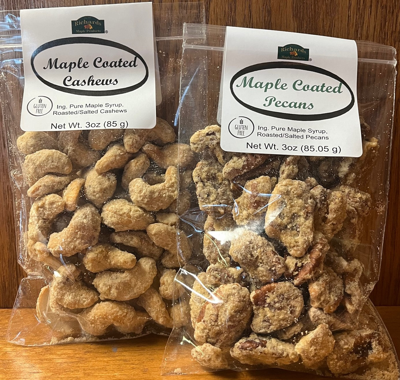 Maple Syrup Coated Nuts - Pecans/Cashews | 3oz Bag – Richards Maple ...